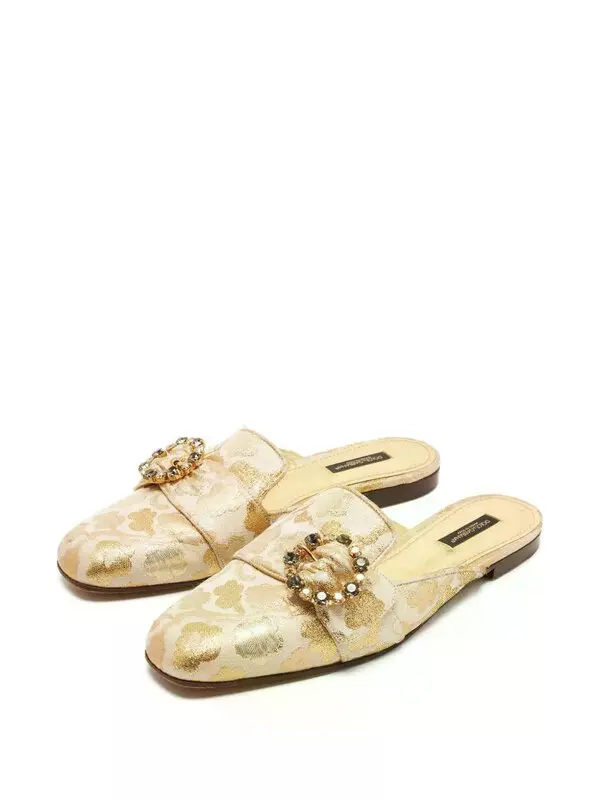 Dolce & Gabbana Flat Mules With Crystal Embellishment