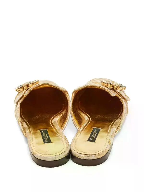 Dolce & Gabbana Flat Mules With Crystal Embellishment