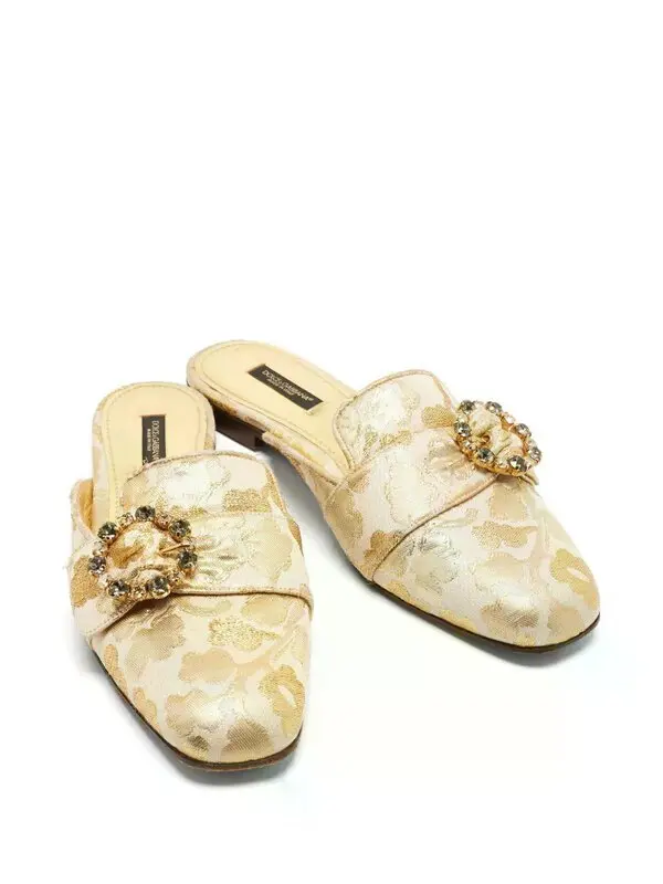 Dolce & Gabbana Flat Mules With Crystal Embellishment