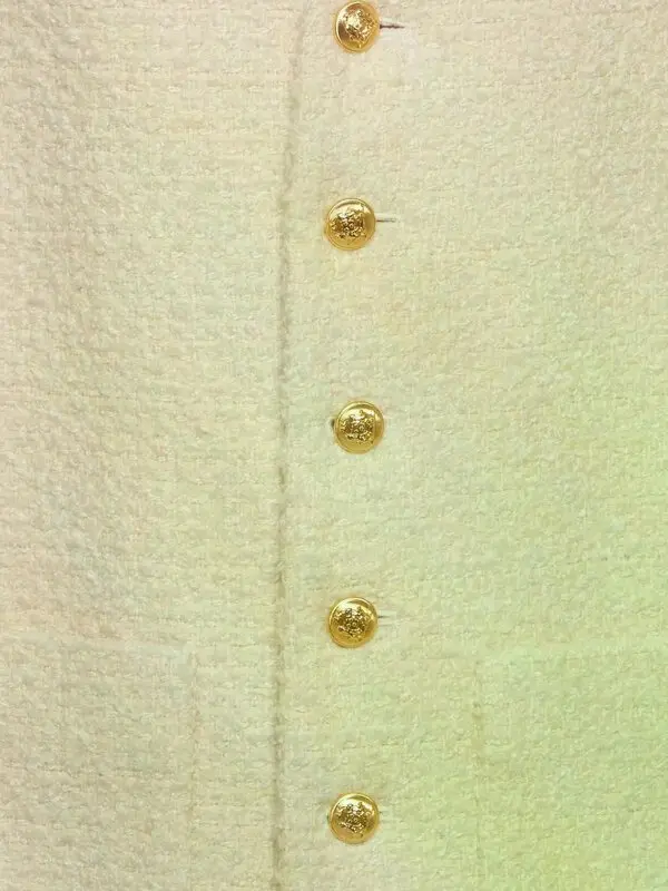 Celine Textured Tweed Button-front Jacket - Yellow