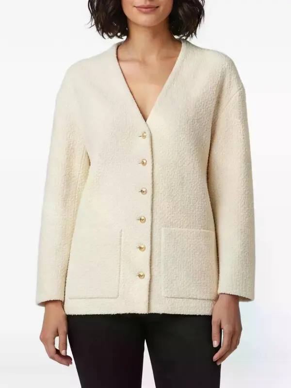 Celine Textured Tweed Button-front Jacket - Yellow