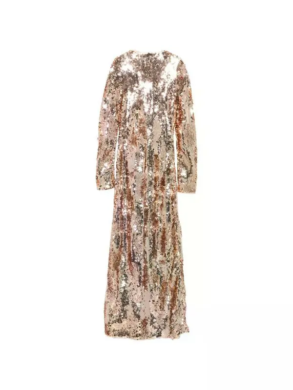 Rabanne Sequin Embellished Long Sleeve Maxi Dress