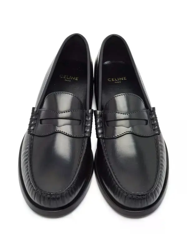 Celine Slip-on Leather Loafers With Penny Strap