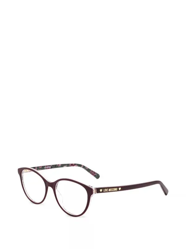 Moschino Floral-print Round-frame Glasses - Brown