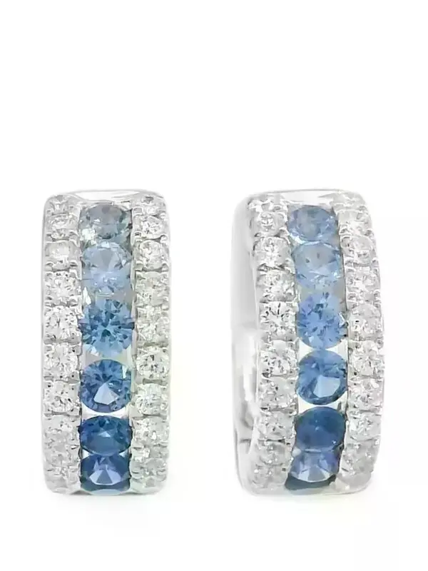 LISA NIK Sapphire And Diamond Colors Collection Hoop Earrings - Silver
