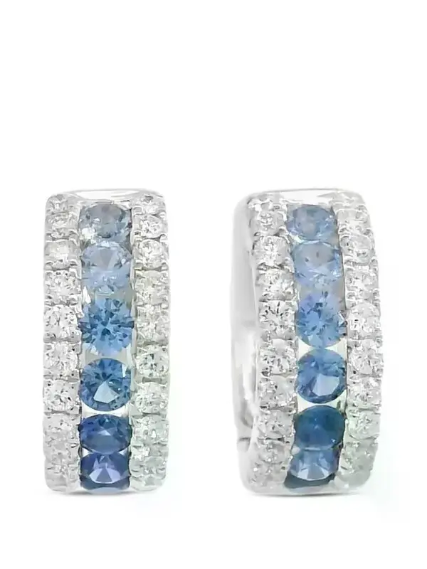 LISA NIK Sapphire And Diamond Hoop Earrings - Silver