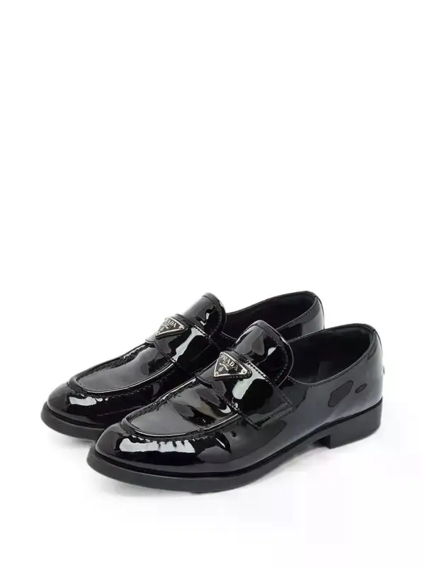 Prada Triangle Patent Leather Loafers