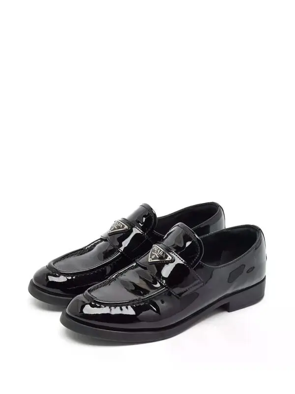 Prada Patent Leather Triangle Logo Loafers