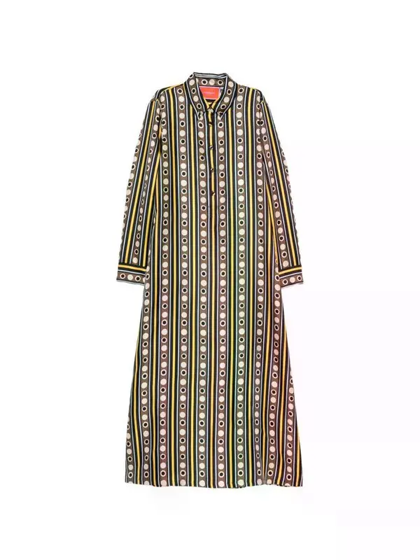 La DoubleJ Printed Silk Maxi Shirt Dress