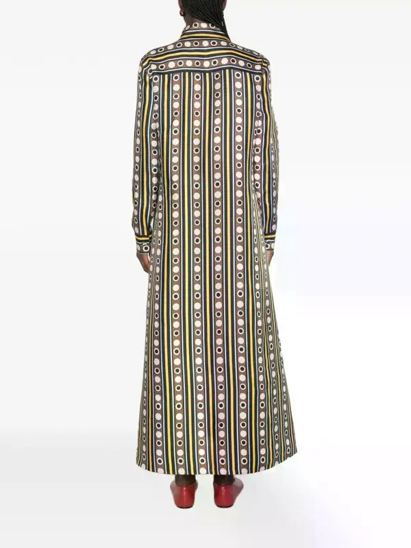 La DoubleJ Printed Silk Maxi Shirt Dress