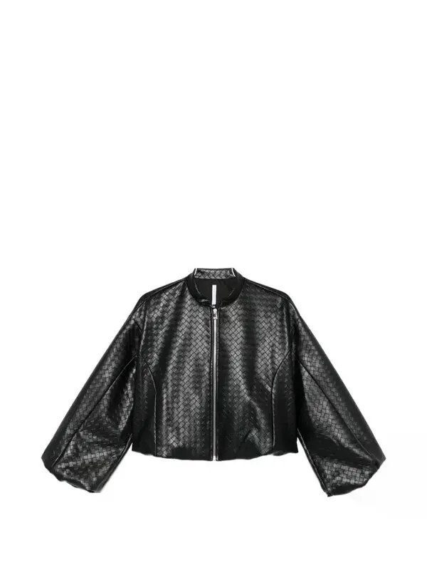 Imperial Woven-effect Balloon-sleeve Jacket - Black