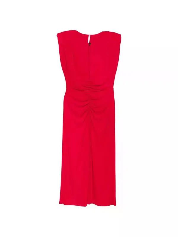 Imperial Sleeveless Ruched Midi Dress - Red