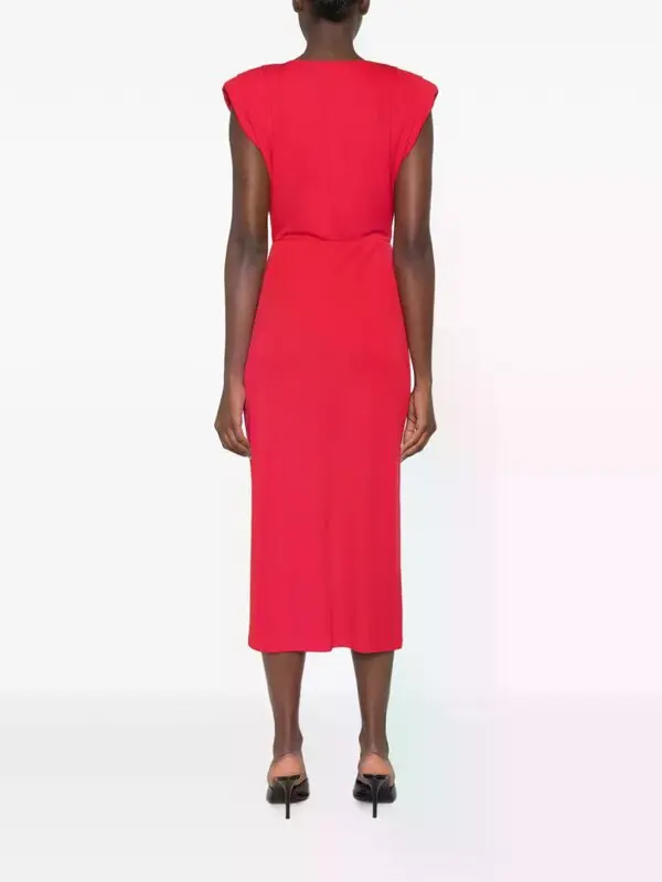 Imperial Sleeveless Ruched Midi Dress - Red