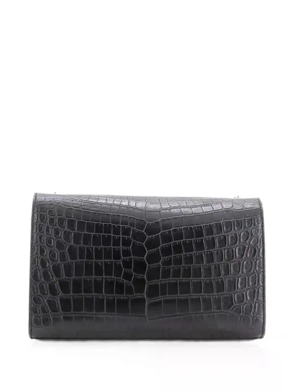 Saint Laurent Classic Monogram Tassel Crocodile Embossed Leather Medium Crossbody Bag