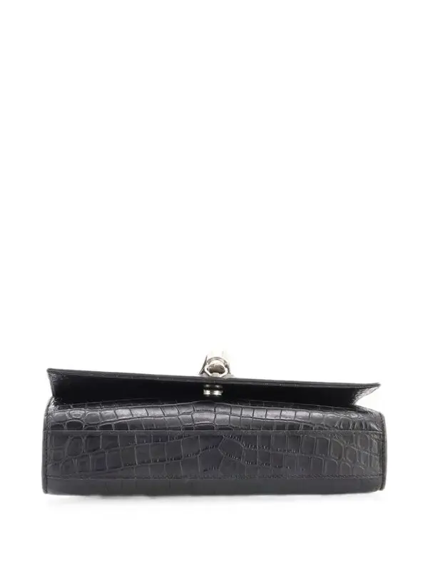 Saint Laurent Classic Monogram Tassel Crocodile Embossed Leather Medium Crossbody Bag
