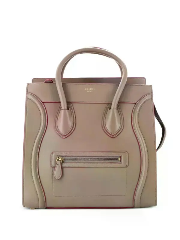 Celine Luggage Bag Smooth Leather Mini Tote Bag - Neutrals
