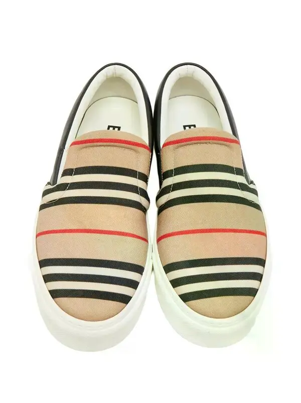Burberry Striped Slip-on Sneakers - Neutrals