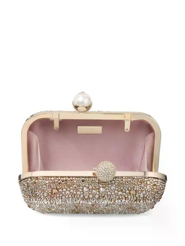 JIMMY CHOO Crystal-embellished Pearl-detail Clutch Bag