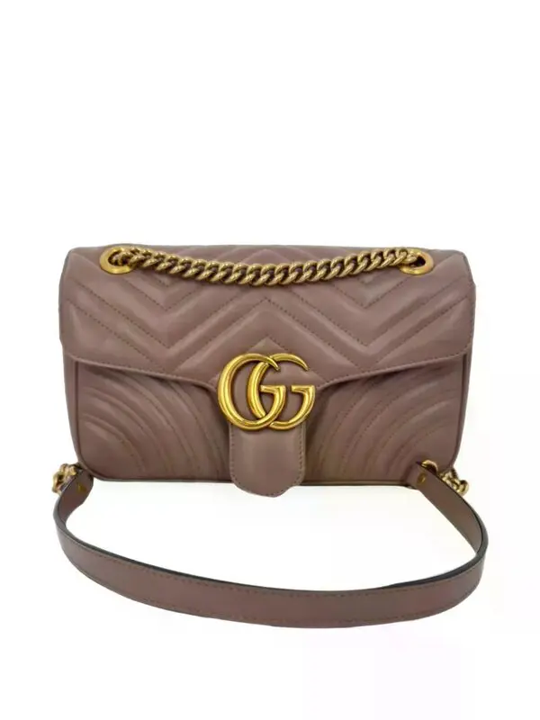 Gucci Gg Marmont Chevron Shoulder Bag - Pink