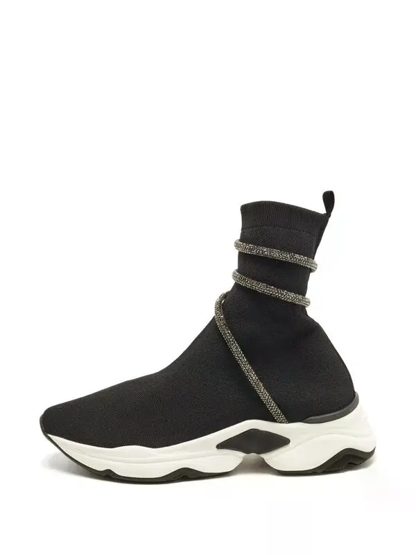 Rene Caovilla High-top Sneakers With Embellished Straps - Black