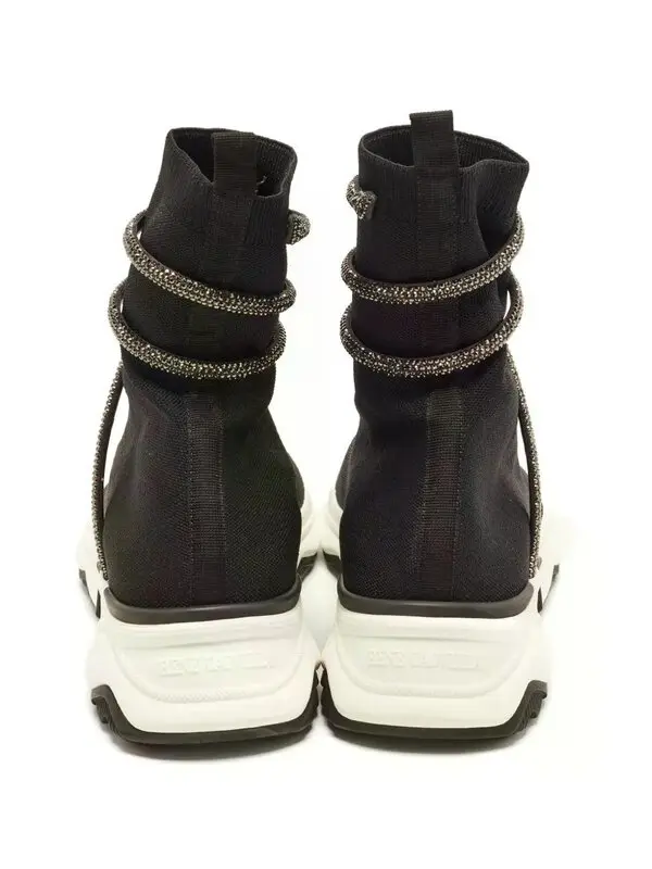 Rene Caovilla High-top Sneakers With Embellished Straps - Black