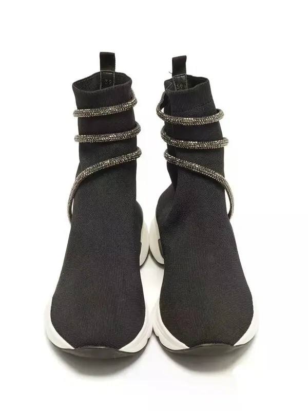 Rene Caovilla High-top Sneakers With Embellished Straps - Black
