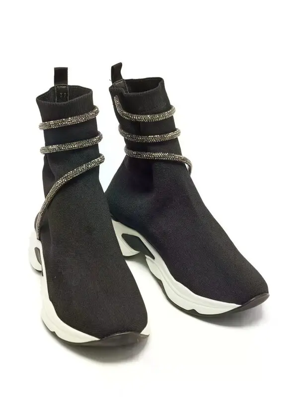 Rene Caovilla High-top Sneakers With Embellished Straps - Black