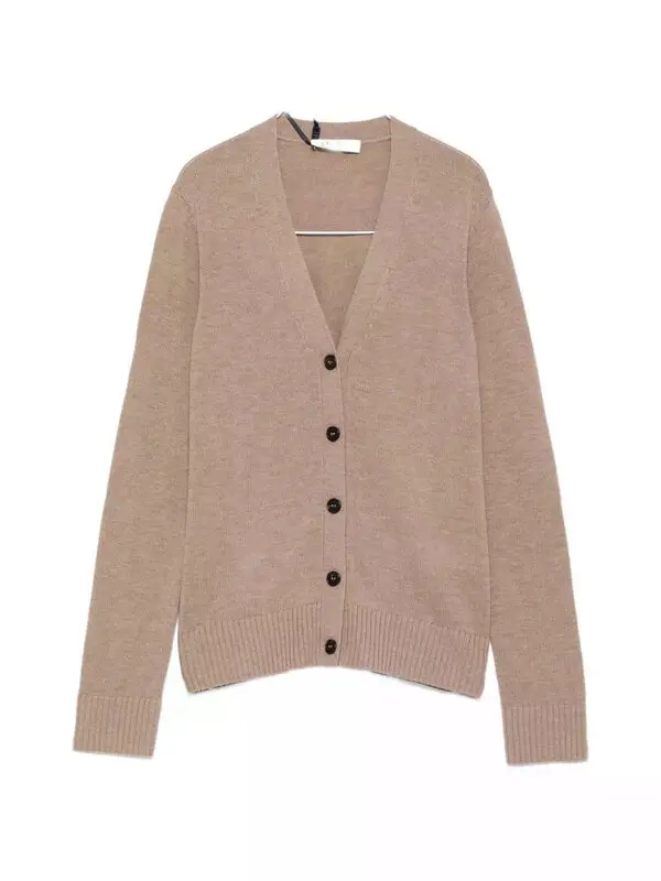 Max Mara Logo-embroidered Elbow-patch Cardigan - Neutrals