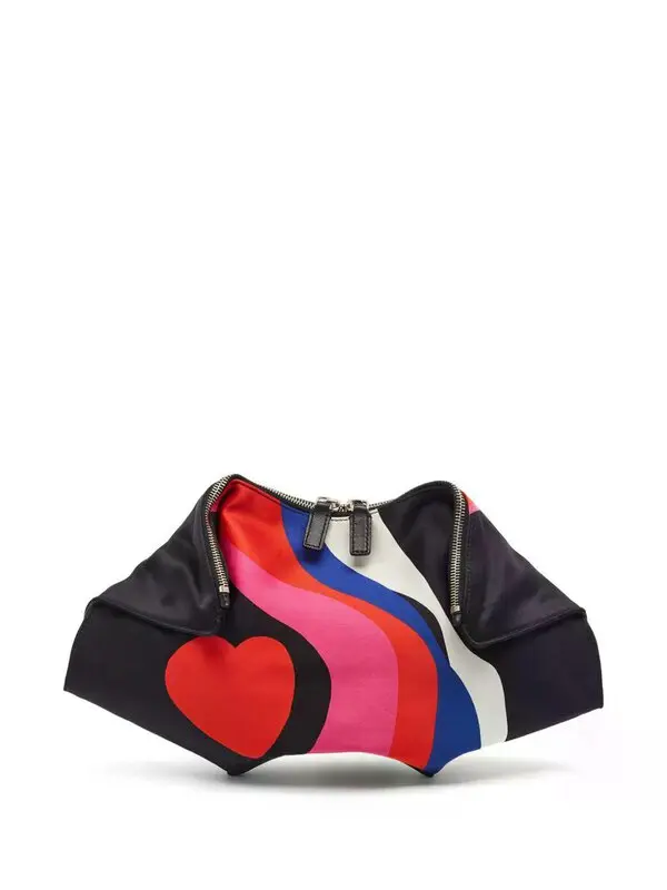 Alexander McQueen De Manta Heart-print Clutch Bag - Black