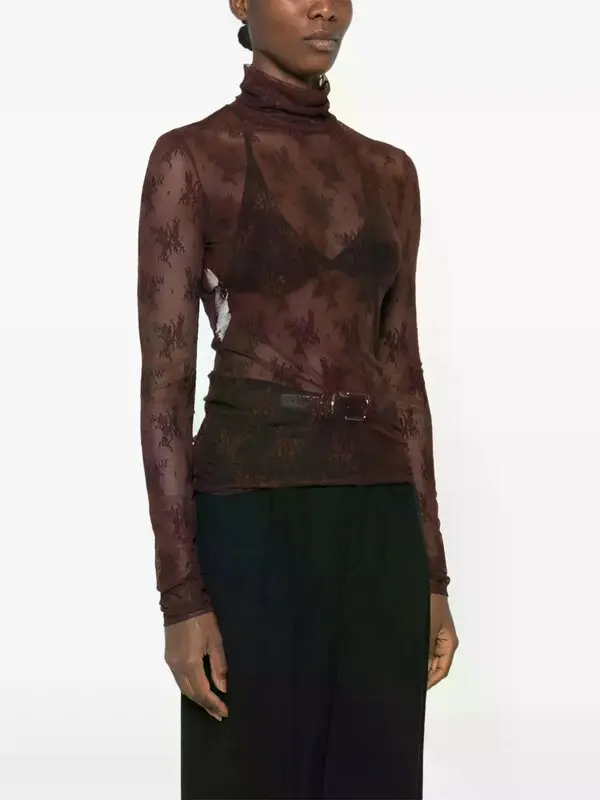 Imperial Lace Pattern High-neck Top