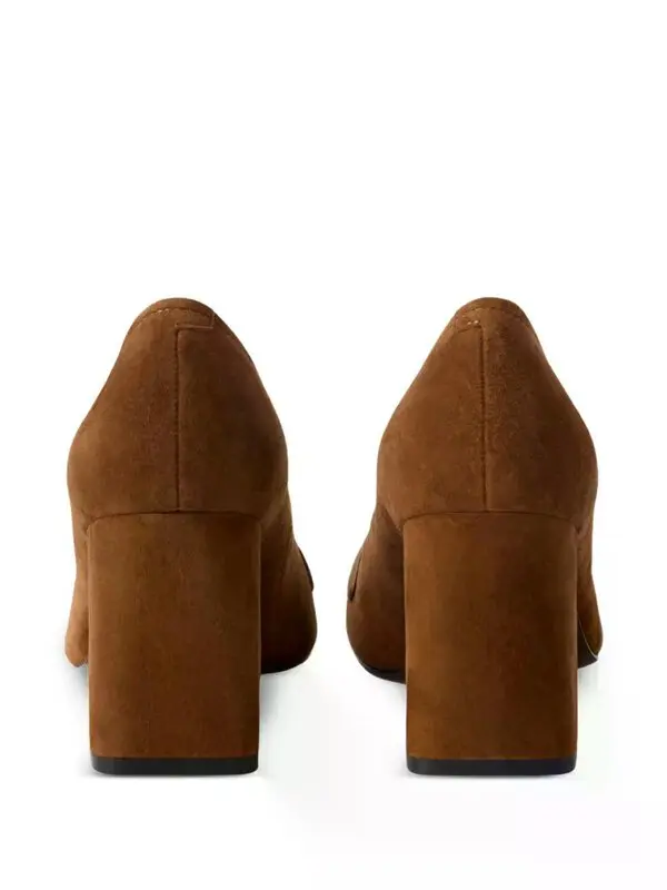 Furla Suede Square Toe Block Heel Pumps