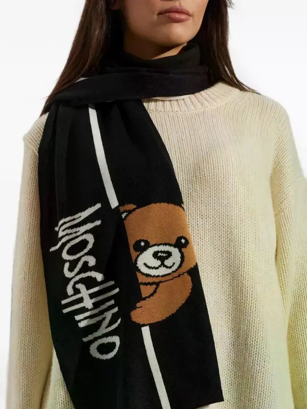 Moschino Teddy Bear Intarsia-knit Scarf