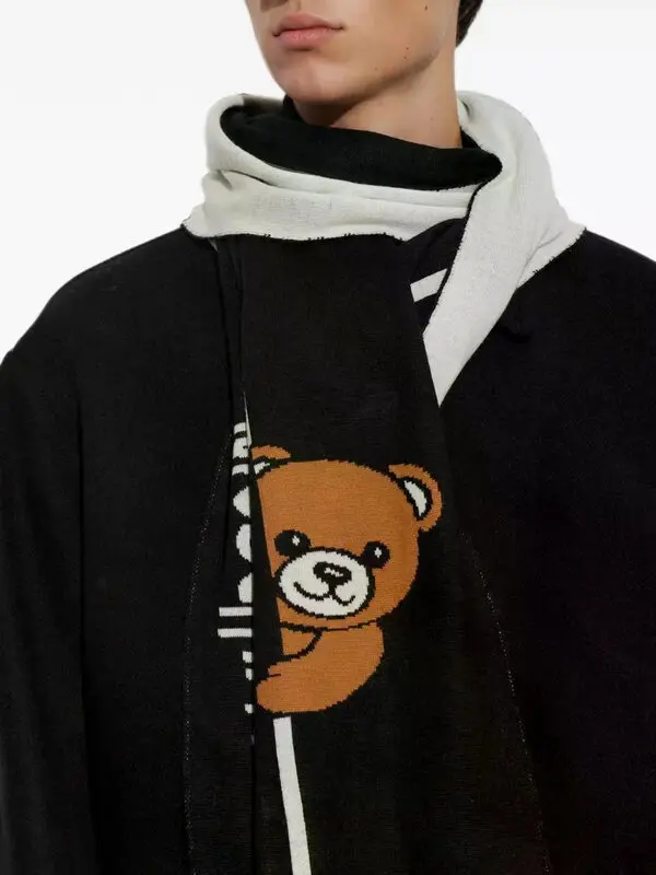 Moschino Teddy Bear Intarsia-knit Scarf