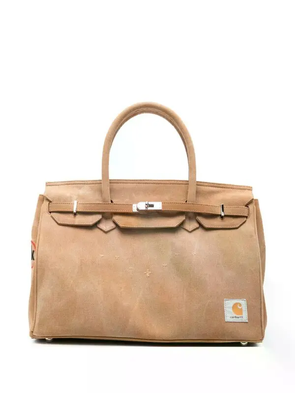 ANOTHER CHANCE Logo-patch Buckled Tote Bag - Neutrals