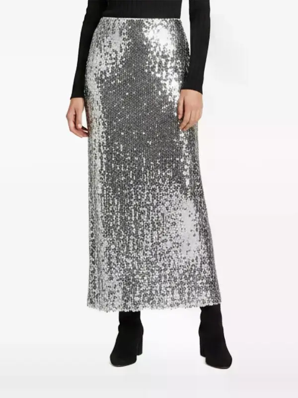 Ronny Kobo Sequin-embellished Maxi Skirt - Grey