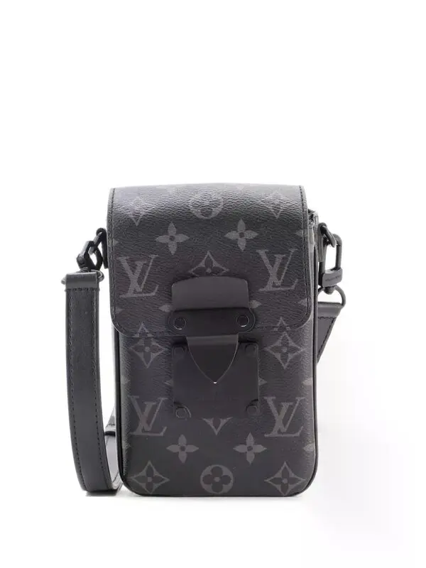 LOUIS VUITTON Monogram Eclipse Canvas Lock Vertical Wallet Crossbody Bag - Black