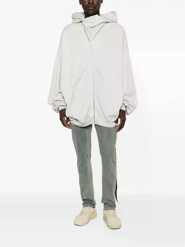Rick Owens Mountain Hun Asymmetric-zip Hoodie - Neutrals