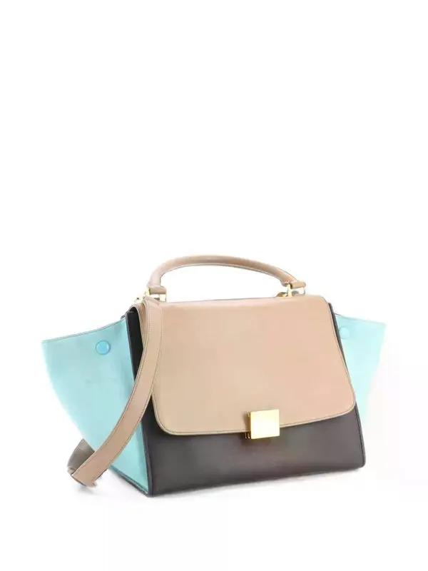 Celine Tricolor Trapeze Bag Leather Small Satchel - Blue