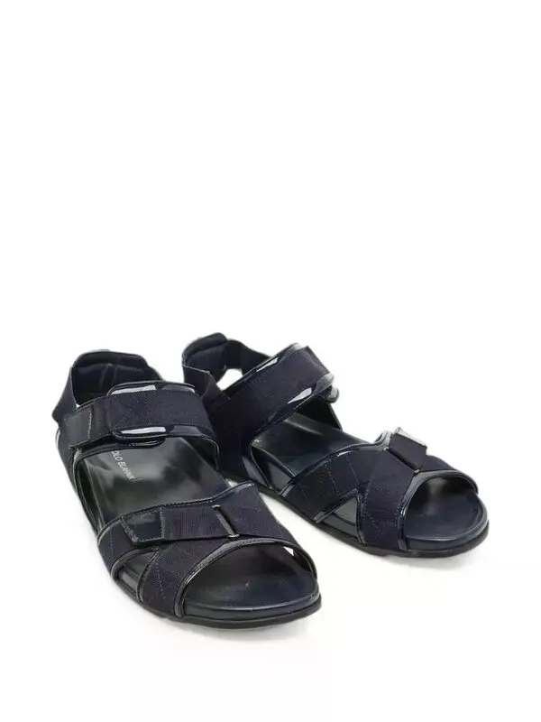 Manolo Blahnik Patent-trimmed Canvas Sandals