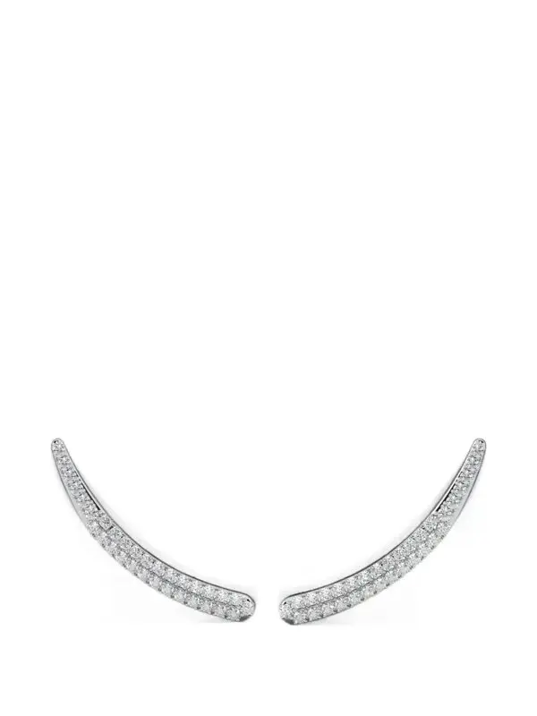 SOLO FOR DIAMONDS Diamond-embellished Curved Earrings In 14k White Gold