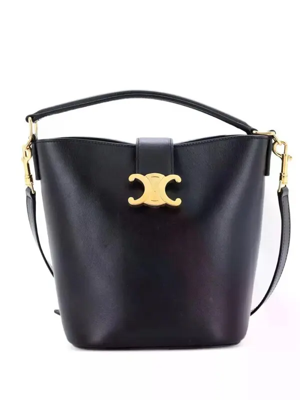 Celine Louise Bag Leather Small Bucket Bag - Black