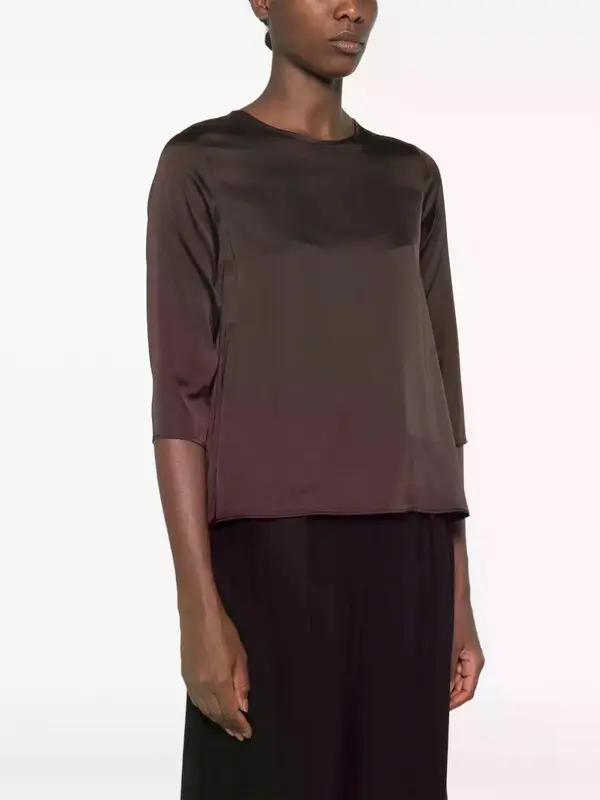 Imperial Satin Keyhole-back Blouse