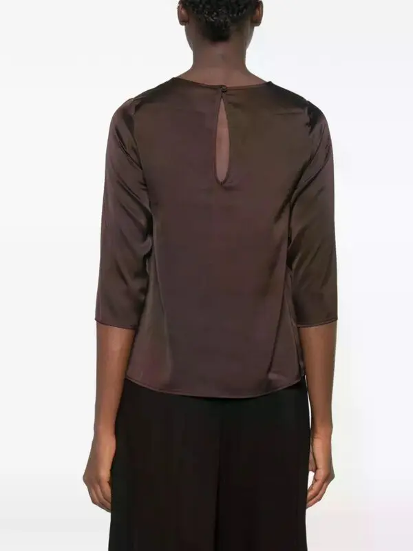 Imperial Satin Keyhole-back Blouse
