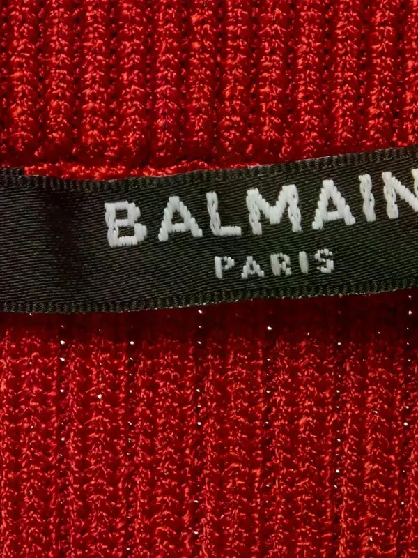 Balmain Rib-knit Pencil Mini Skirt With Gold-tone Hardware