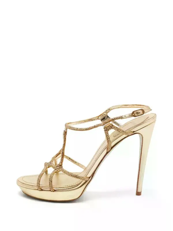 Rene Caovilla Embellished T-strap Platform Sandals - Gold