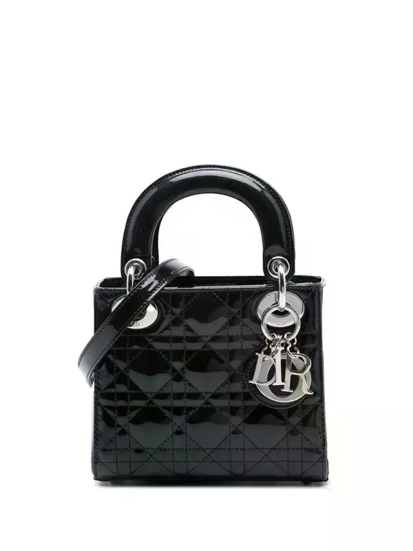 Dior 2013 Mini Patent Cannage Lady Satchel - Black