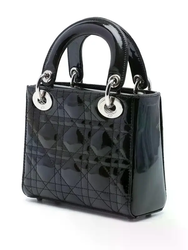 Dior 2013 Mini Patent Cannage Lady Satchel - Black