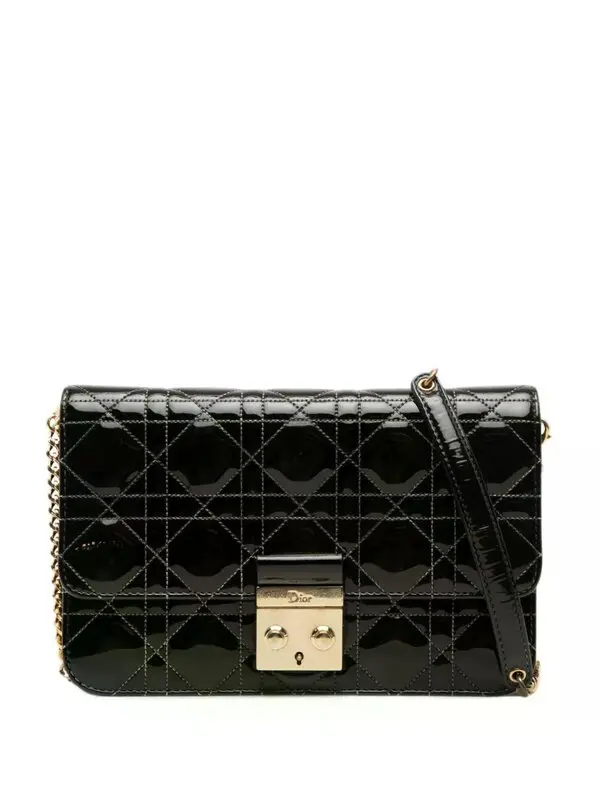 Dior 2016 Patent Cannage Miss Promenade Crossbody Bag - Black