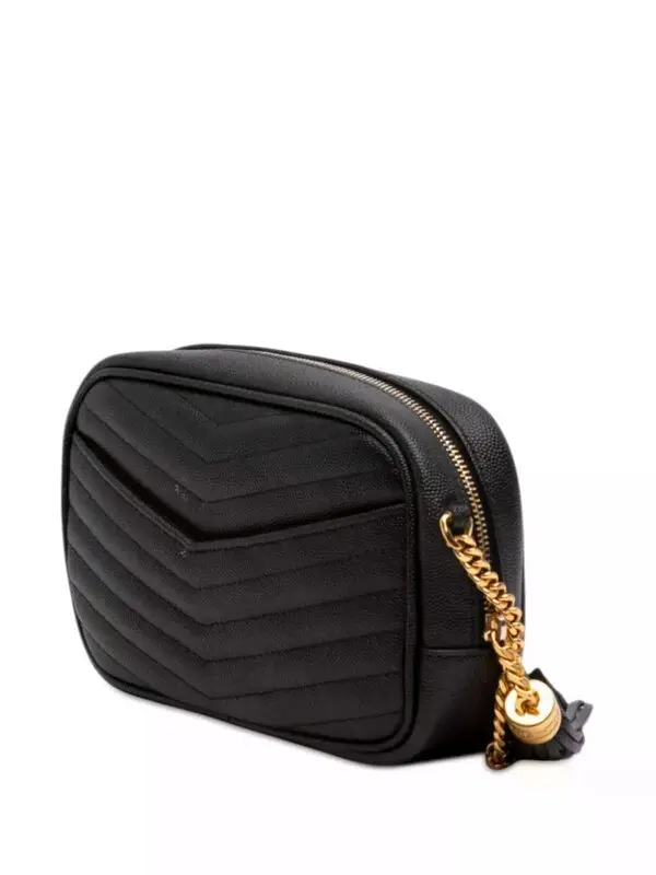 Saint Laurent 2020 Mini Grain De Poudre Monogram Lou Camera Bag Crossbody Bag - Black
