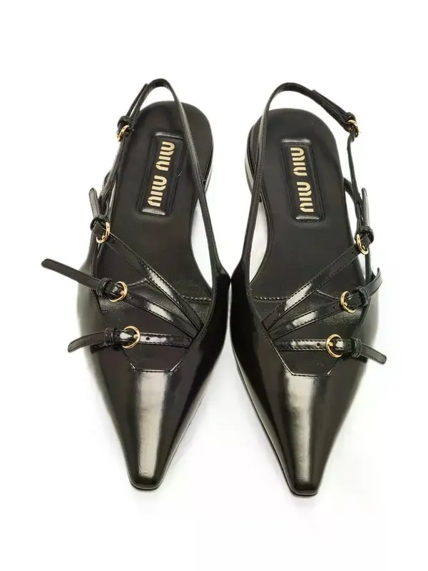 Miu Miu Leather Buckle-detail Slingback Pumps - Black